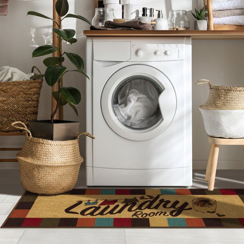 Ottomanson Machine Washable Non Slip Rubberback Checkered Border Laundry Room Runner Rug Entryway Rug Reviews Wayfair